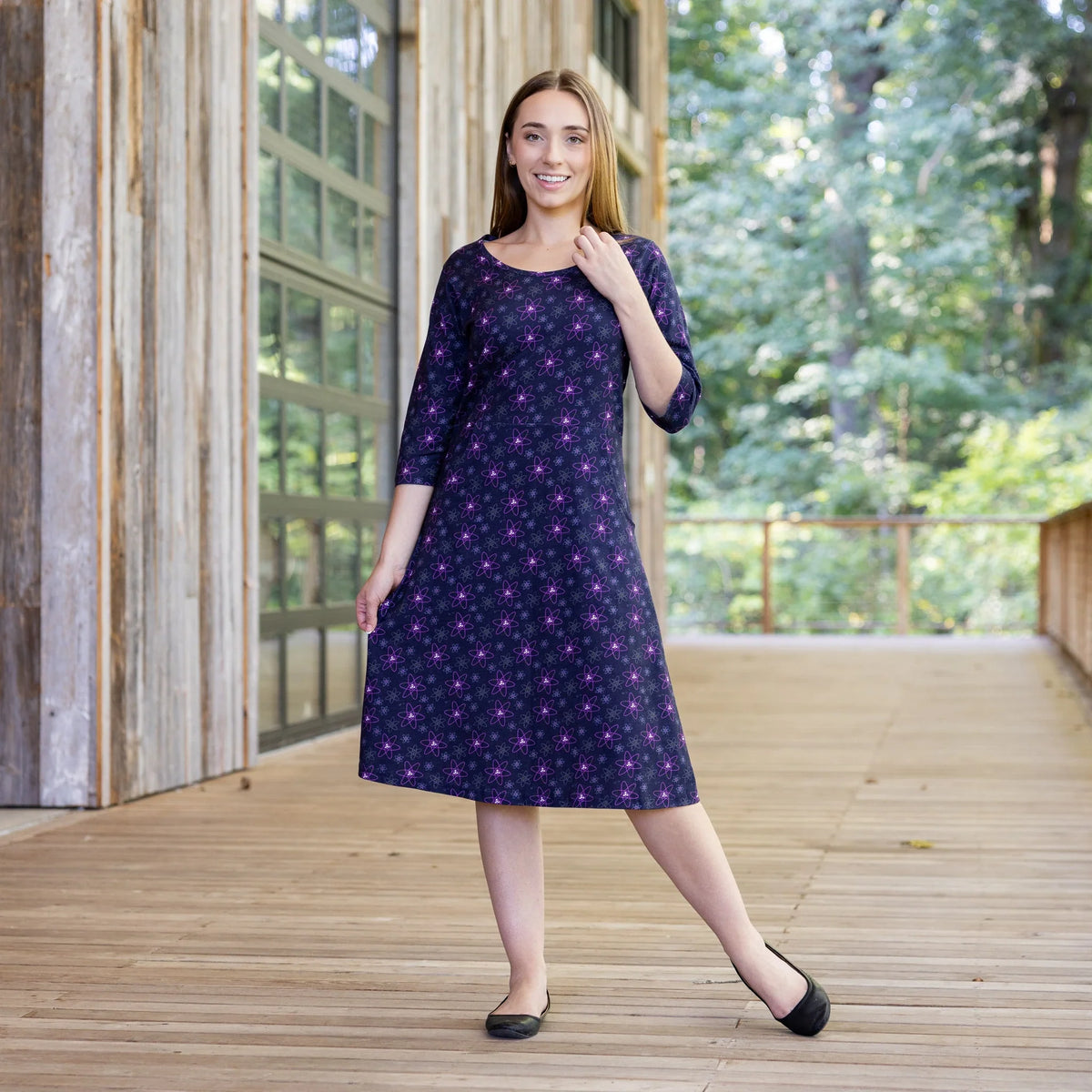 Atoms 3/4th Sleeves A-Line Dress – The Science Museum of Minnesota